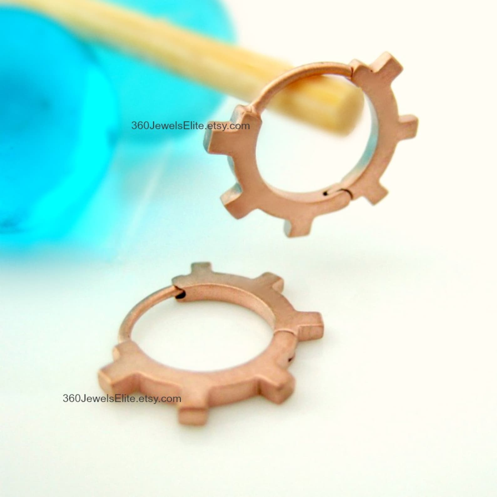 Steampunk Gear Hoop Earrings in Rust - Ear Cartilage Earrings for Men ...