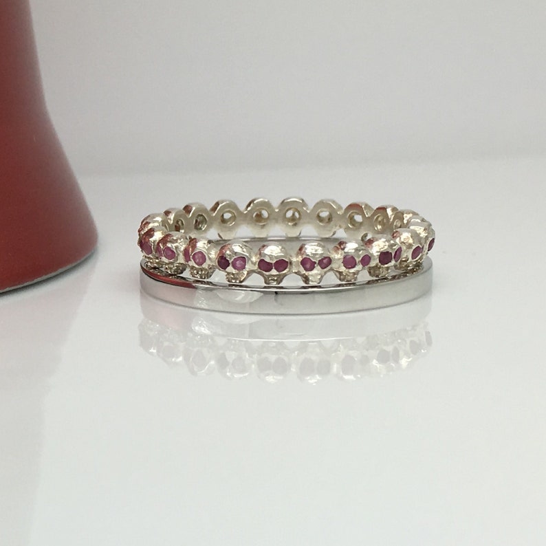 Timeless ruby eyes wedding band tiny ruby wedding ring thin | Etsy