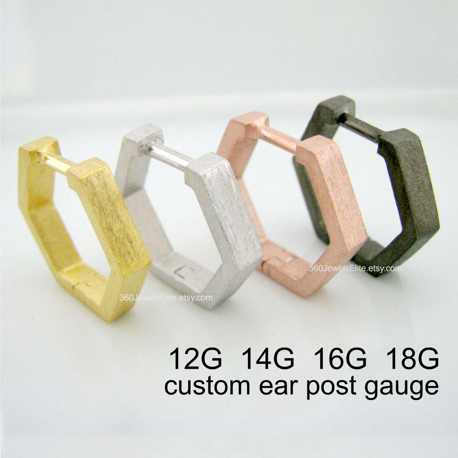 Gauge Earring Geometric Hexagon Hoop Earrings Men's Hoop - Etsy Canada