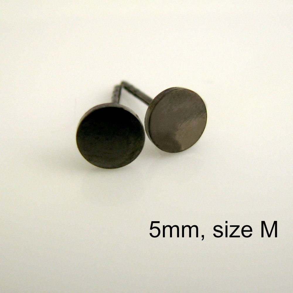 Simple Round Stud Earrings Black Gold Over 925 Sterling - Etsy