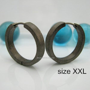 Big Hoops - Extra Large Black Plated Hoop Earrings for Men- XXL Hoop ...