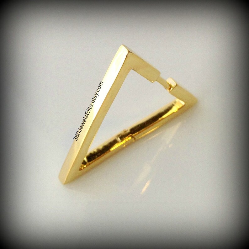Gauge Conch Piercing Mens Earring Triangle Gold Plated Over - Etsy