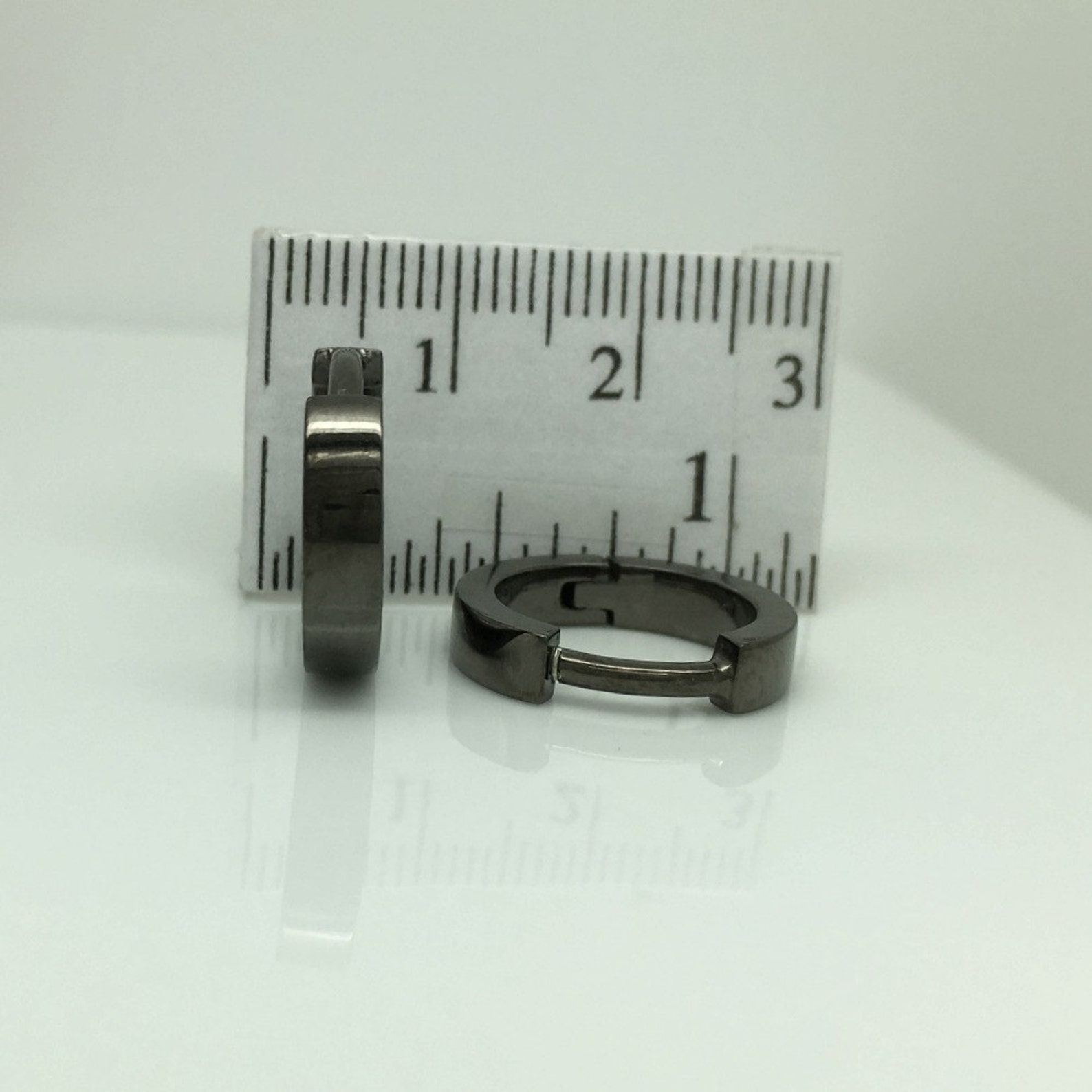 14 Gauge Hoop Earings, Men's Hoop Earrings, Polished Black Gold Hoop ...