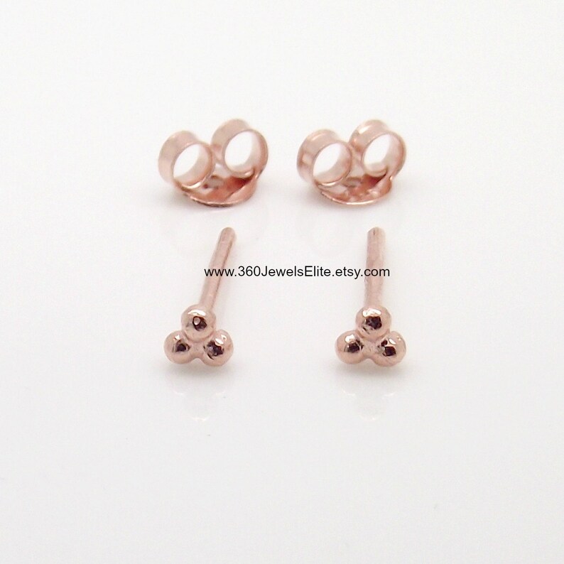 Stud Earrings Triple Dot Stud Earrings Rose Gold Plated - Etsy