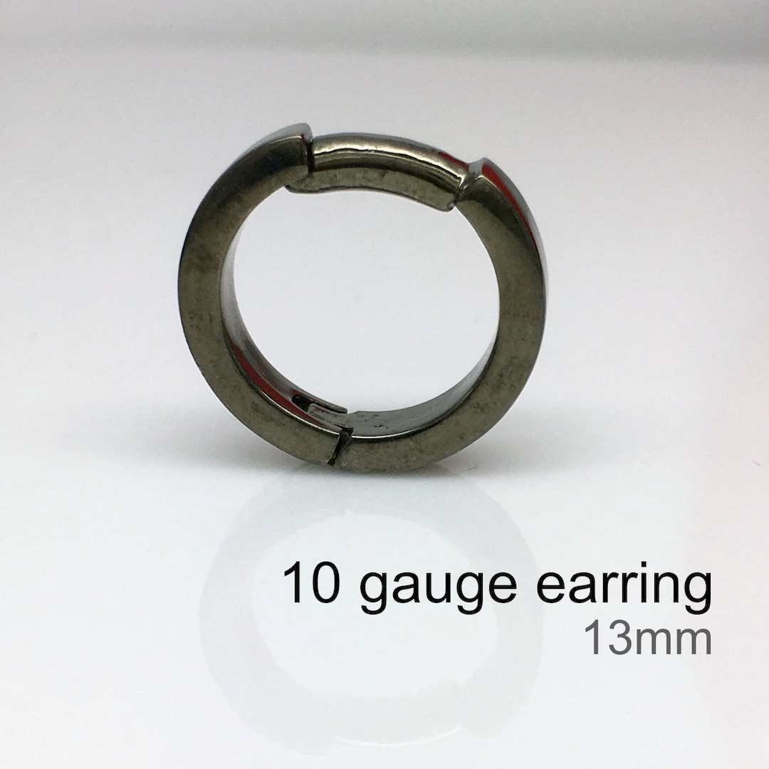 10 Gauge Black Hoop Earings, Men's Earrings, Black Gold Hoop Earrings ...