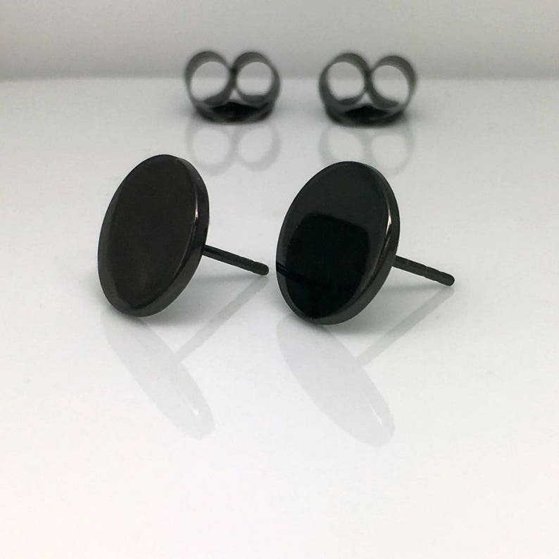 Large 12mm Black Post Earrings Gigantic Stud Earrings for | Etsy