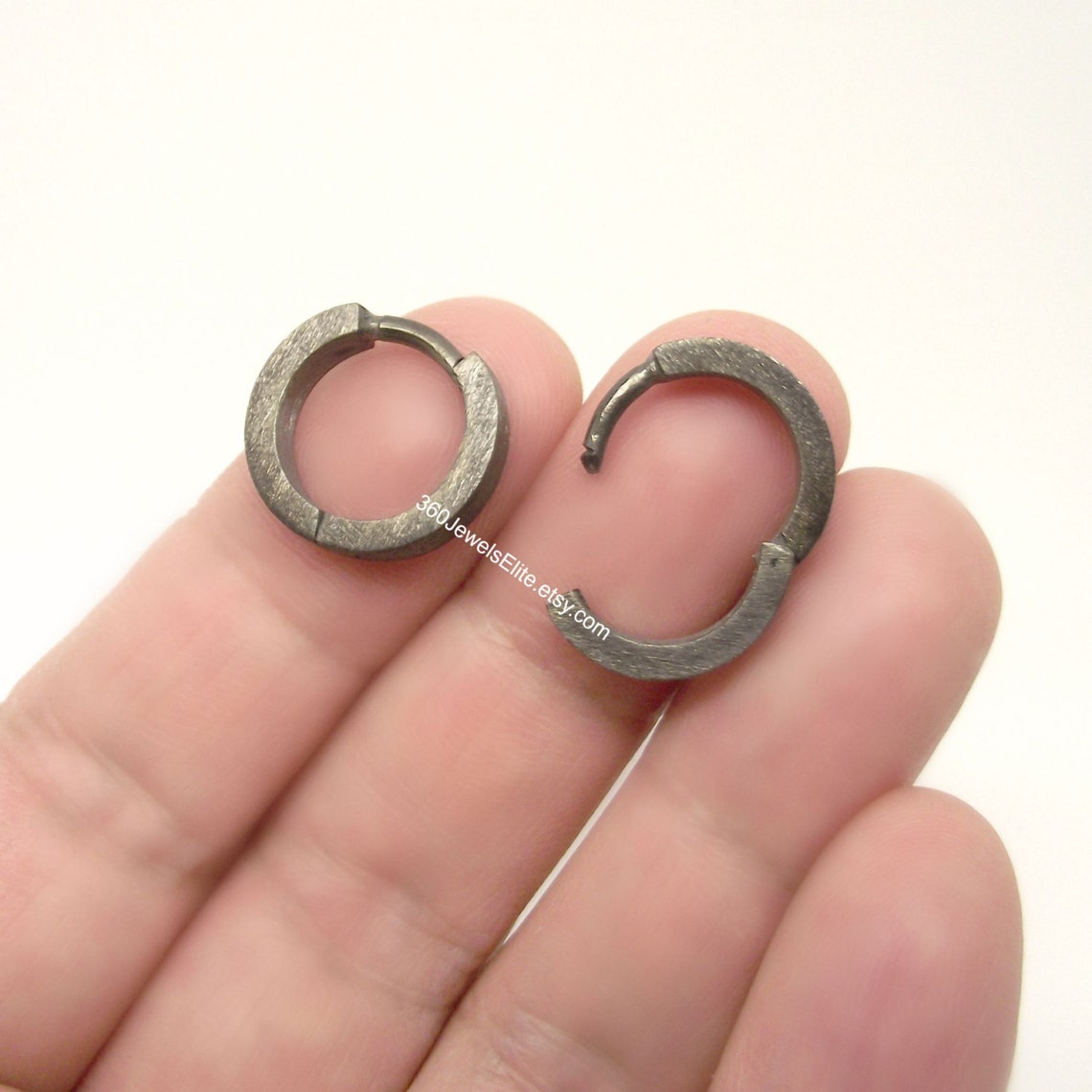 14 Gauge black hoop earrings 14 Gauge Men's earrings | Etsy