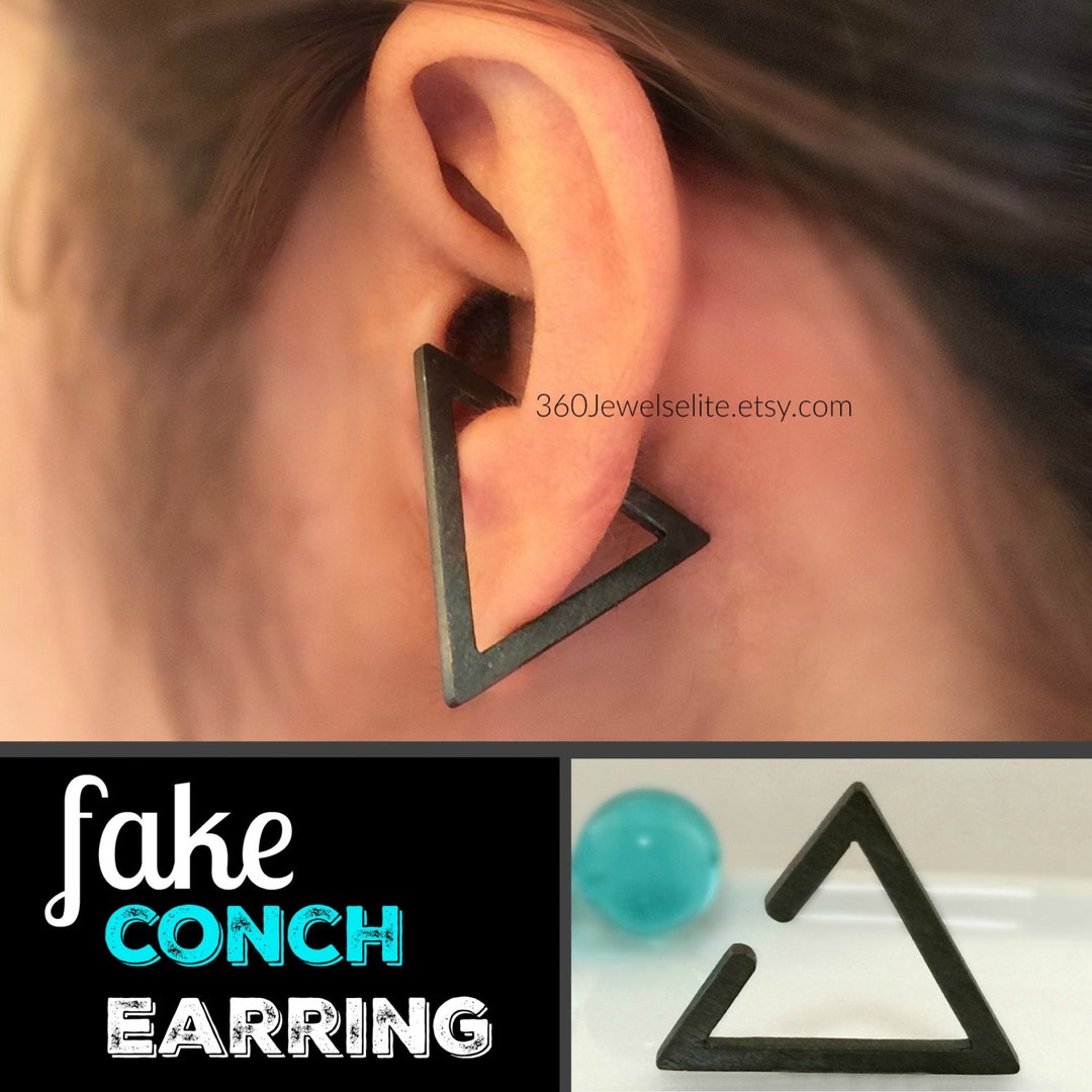 Fake Gauge Conch Piercing Hoop Earring, Faux Gauged Earring, Non ...