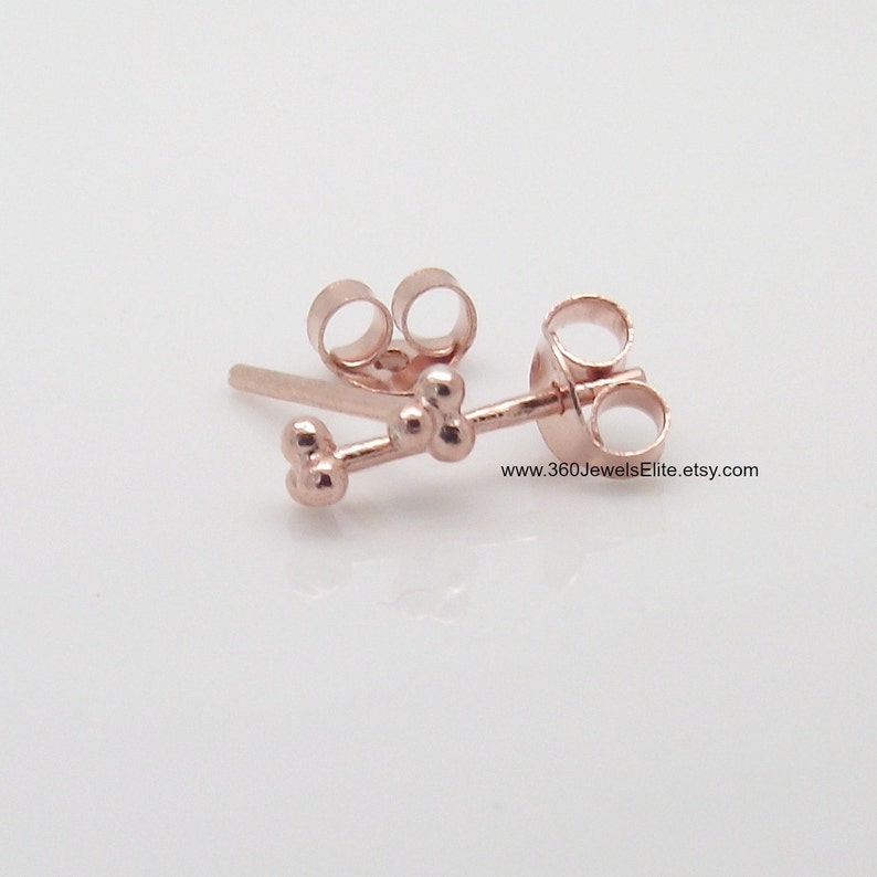 Stud Earrings Triple Dot Stud Earrings Rose Gold Plated - Etsy
