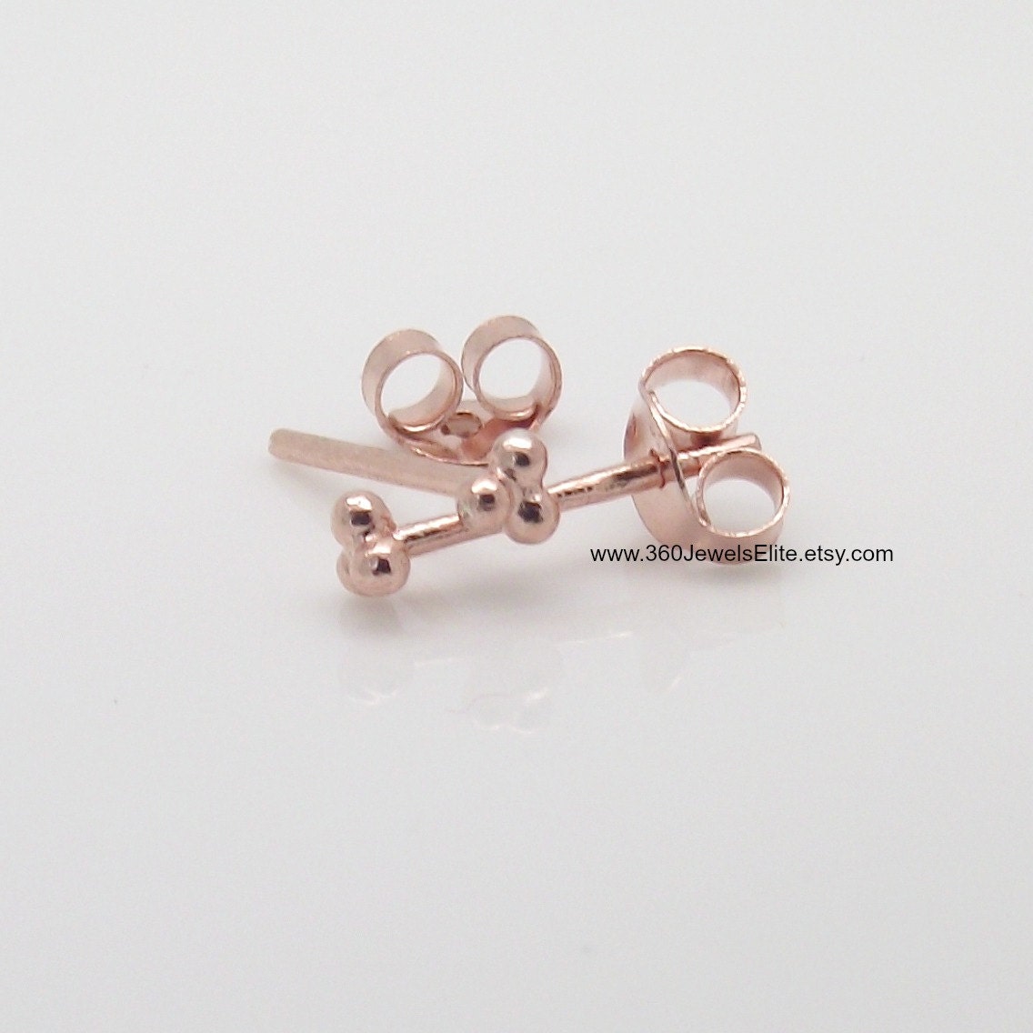 Stud Earrings Triple Dot Stud Earrings Rose Gold Plated - Etsy