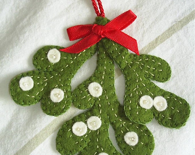 Holiday Christmas Mistletoe Decoration,felt Mistletoe,xmas Tree ...