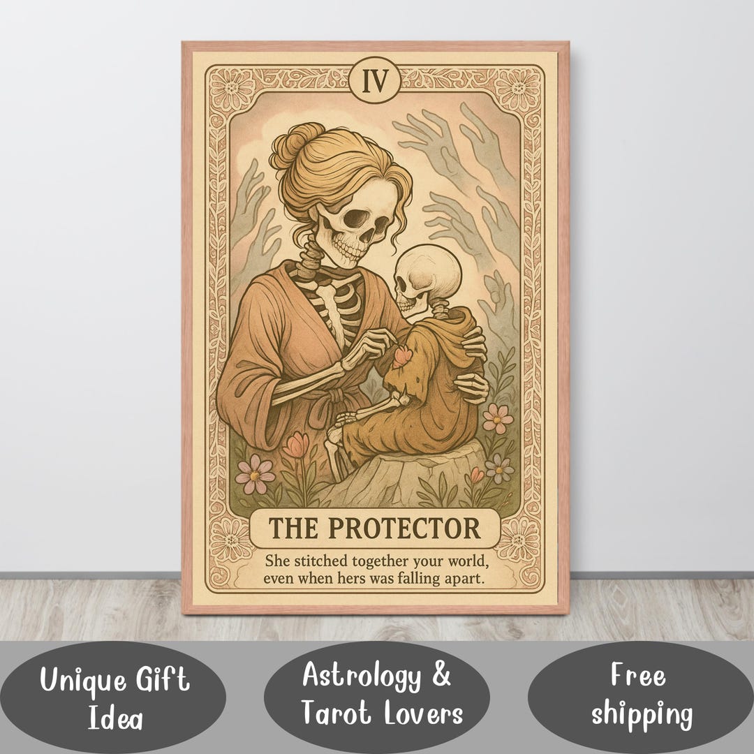 The Protector Tarot Art Print – Skeleton Mother Poster, Vintage Witchy ...