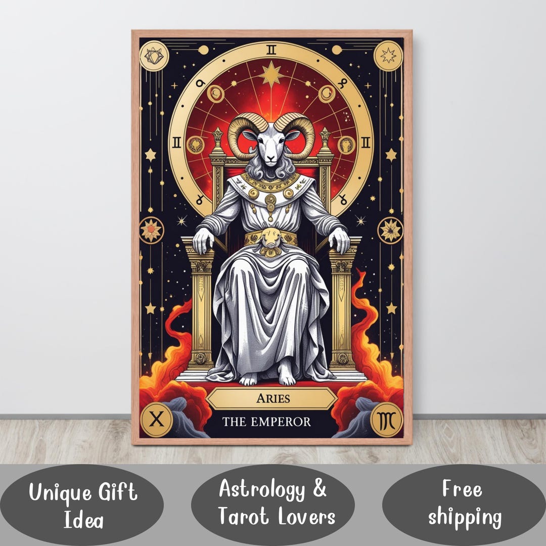 Aries Tarot Card Poster – the Emperor Astrology Print | Zodiac Wall Art ...