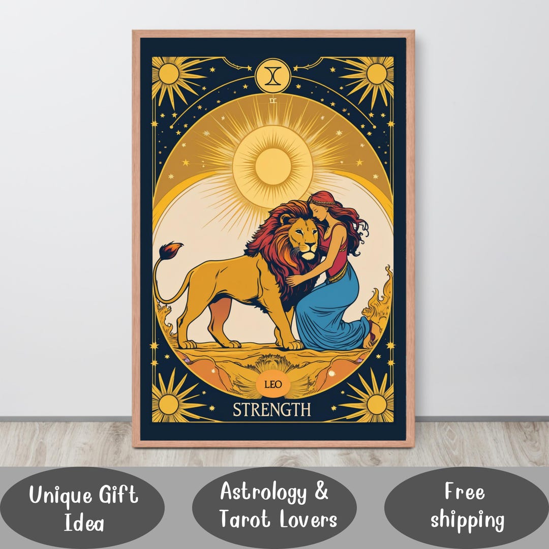 Leo Strength Tarot Card Poster – Zodiac Wall Art, Astrology Print ...