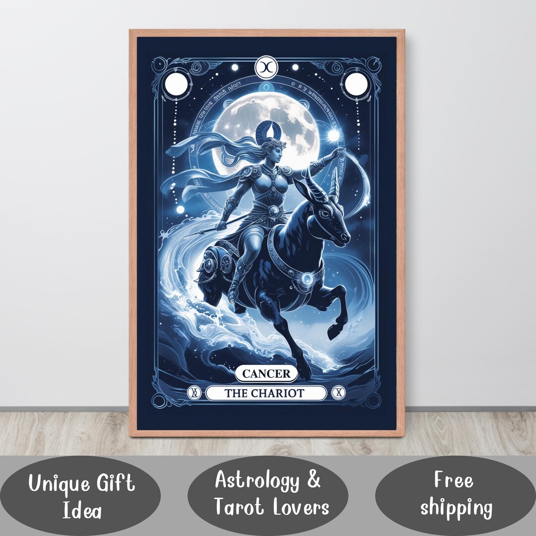 Cancer Tarot Card Poster – the Chariot Tarot Art – Zodiac Wall Print ...