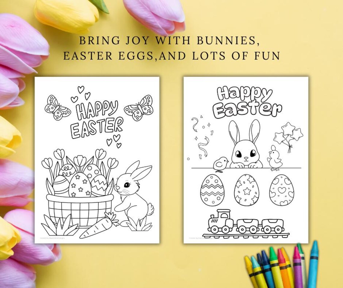 Easter Easy Coloring Pages for Kids, Toddlers, Preschoolers - Etsy