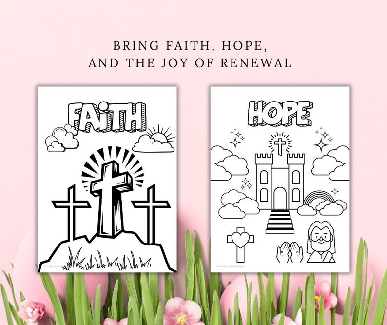 Easter Coloring Page for Sunday School and Classroom: Bunnies, Eggs ...