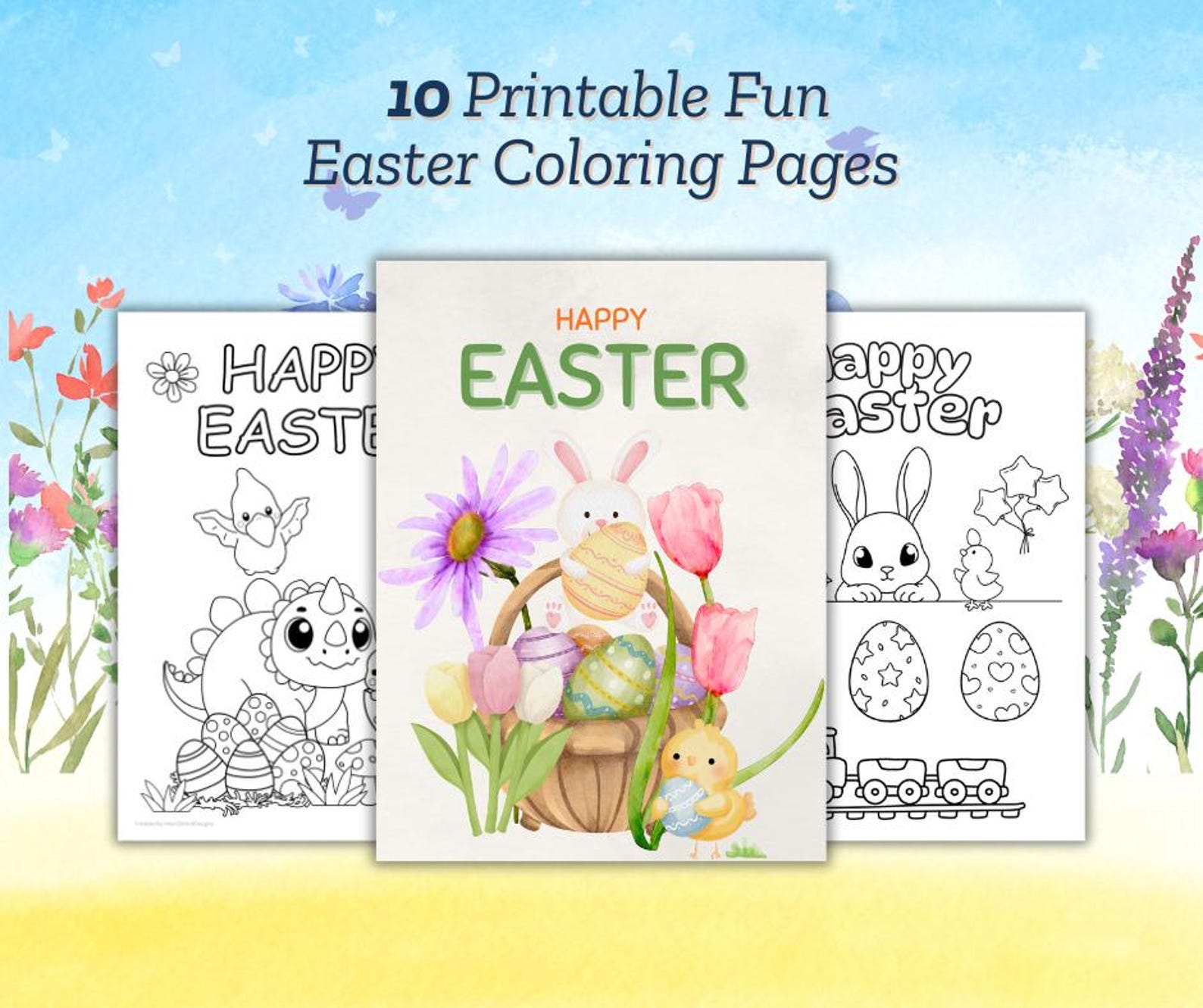 Easter Easy Coloring Pages for Kids, Toddlers, Preschoolers - Etsy