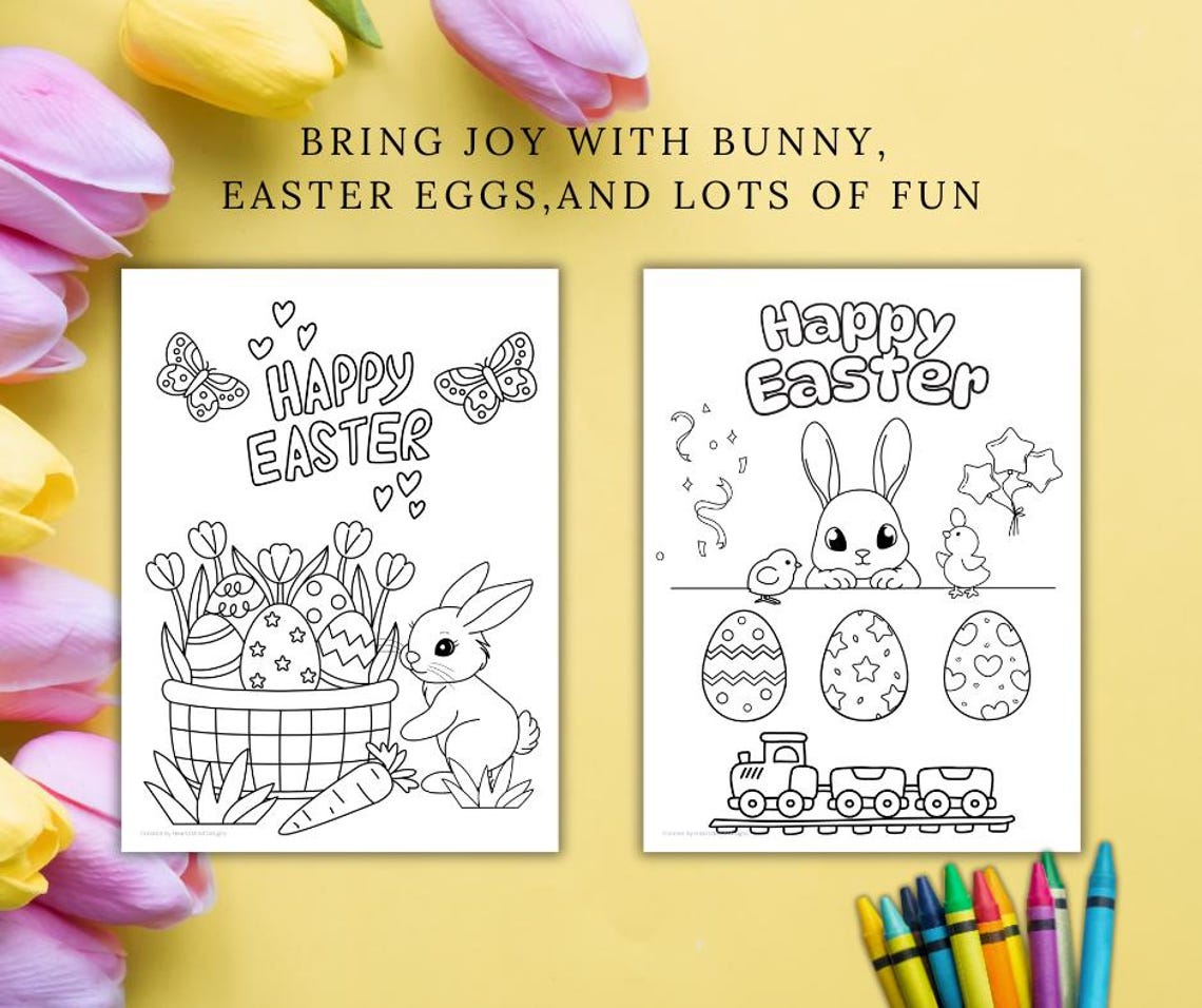 Easter Coloring Page for Sunday School and Classroom: Bunnies, Eggs ...