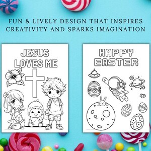 Easter Coloring Page for Sunday School and Classroom: Bunnies, Eggs ...
