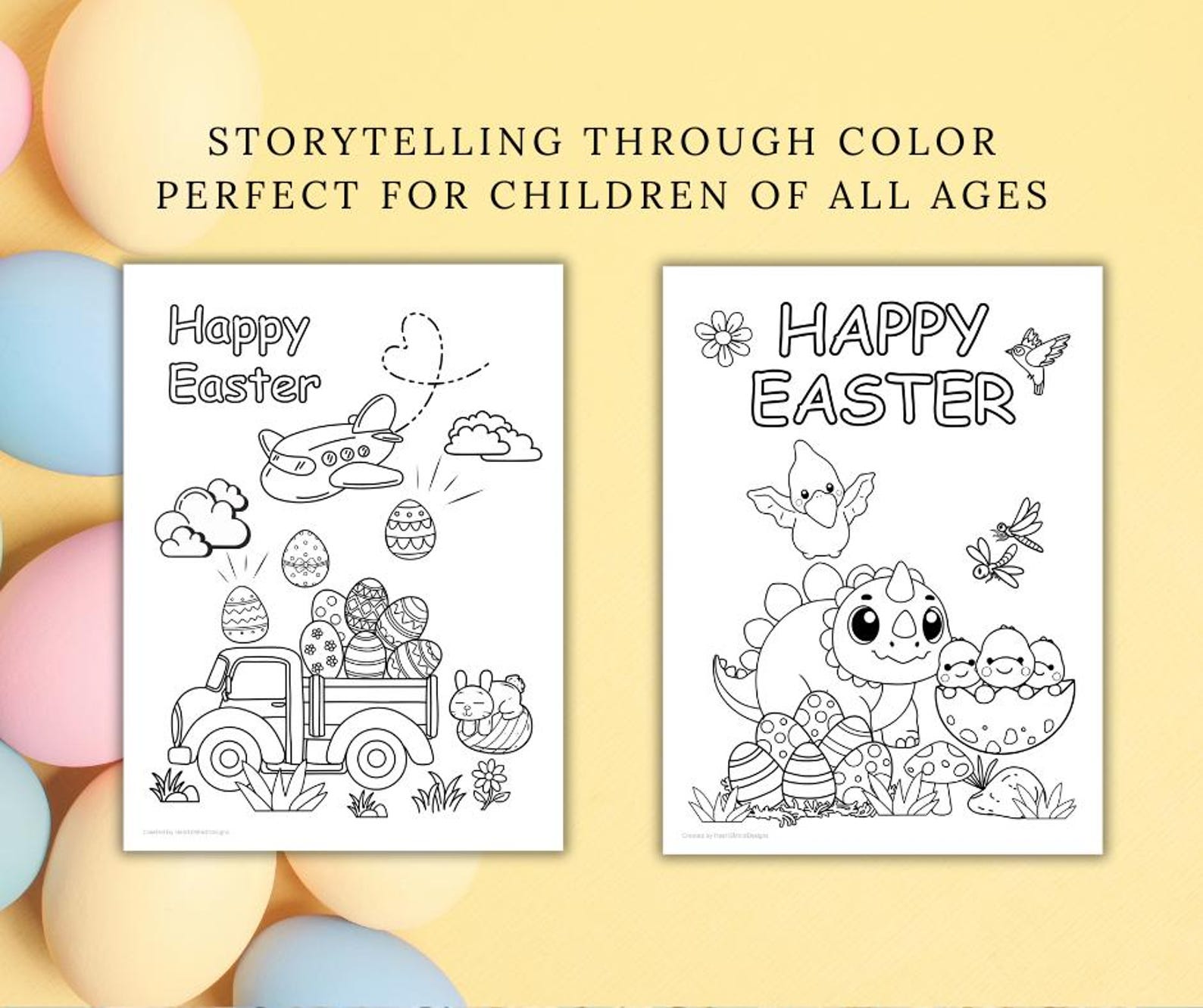 Easter Easy Coloring Pages for Kids, Toddlers, Preschoolers - Etsy