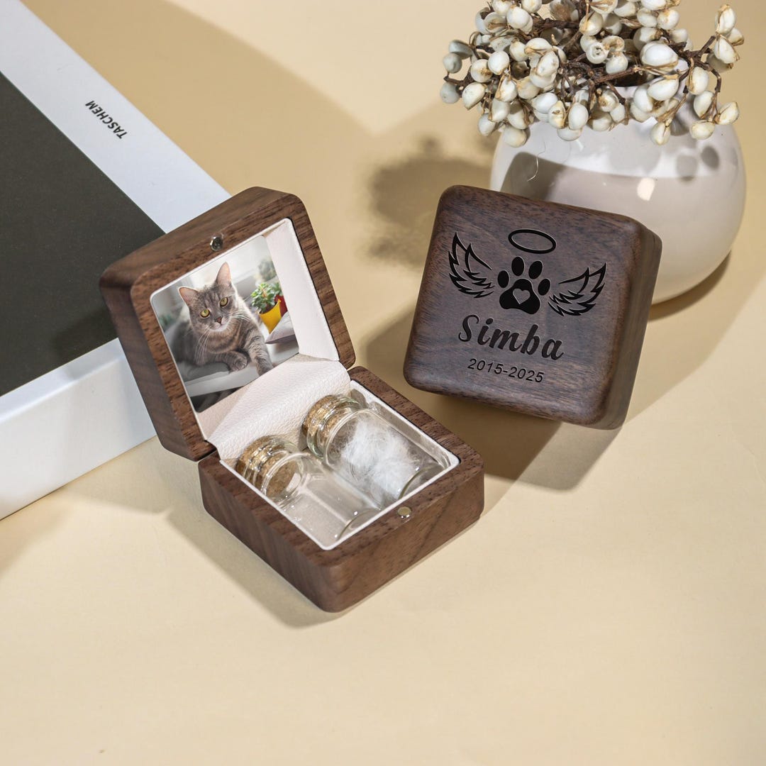 Personalized Wooden Pet Fur Keepsake Box,pet Ashes Box,custom Pet Loss ...