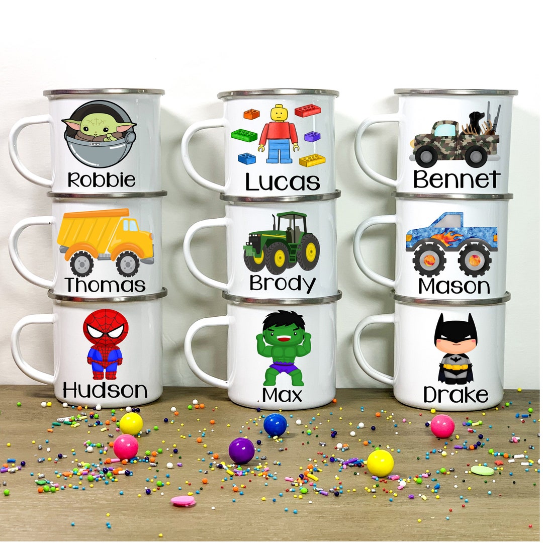 Personalized Boys Mug: Superhero, Tractor, Truck - Birthday Gift - Etsy