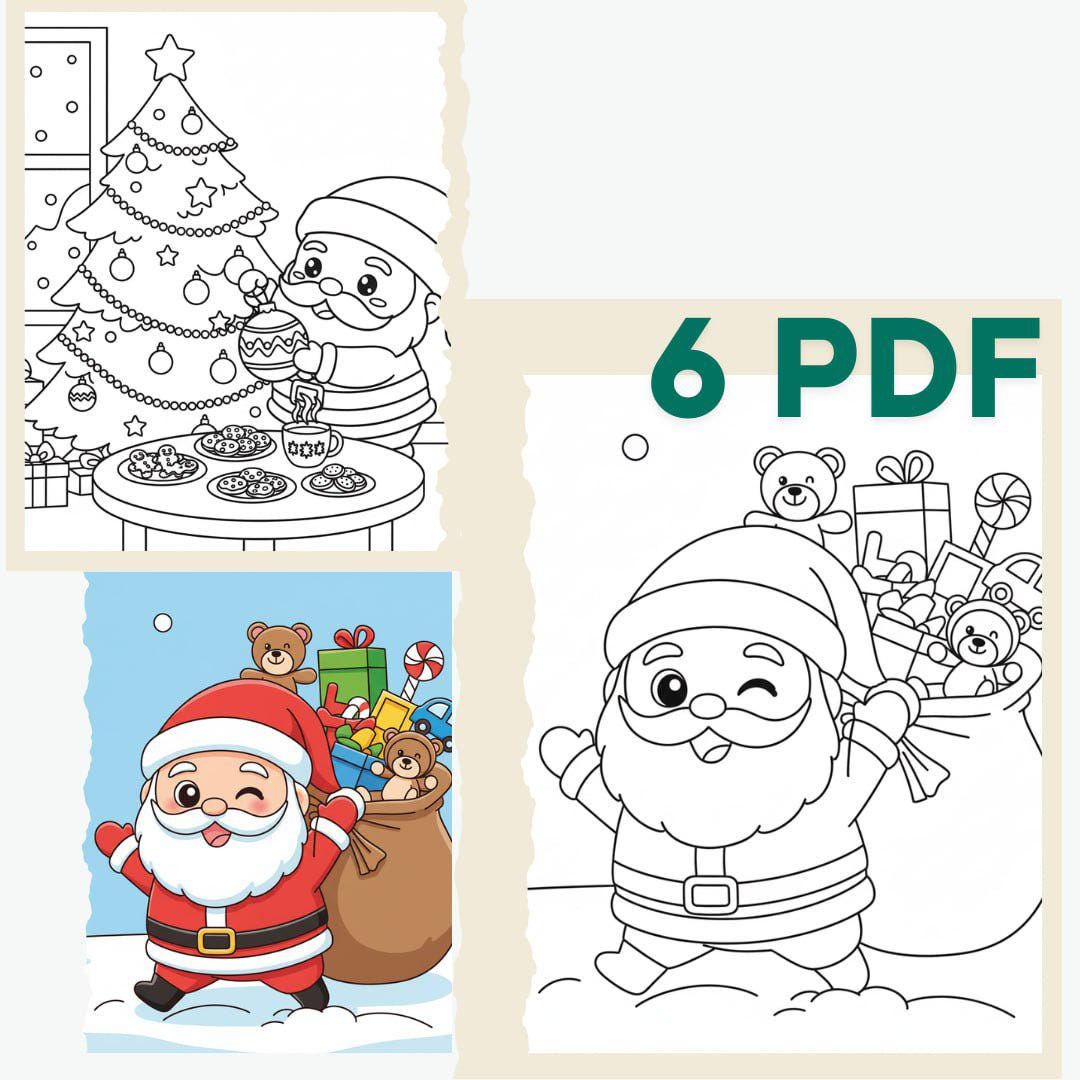 Santa Claus Coloring Page Christmas, Xmassanta Digital Coloring Book ...