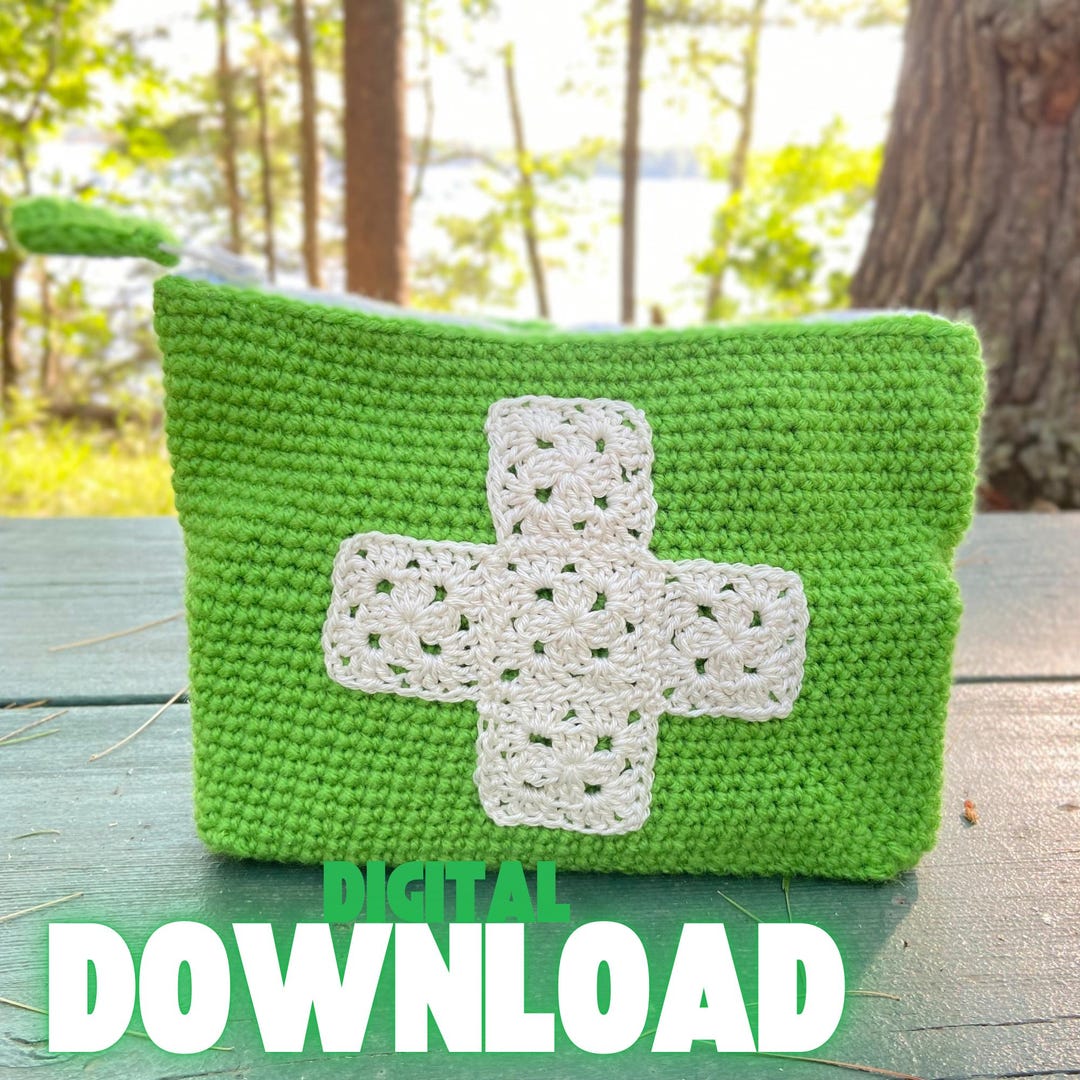 First Aid Kit Zippered Pouch Crochet Pattern - DIY Crochet Pouch ...