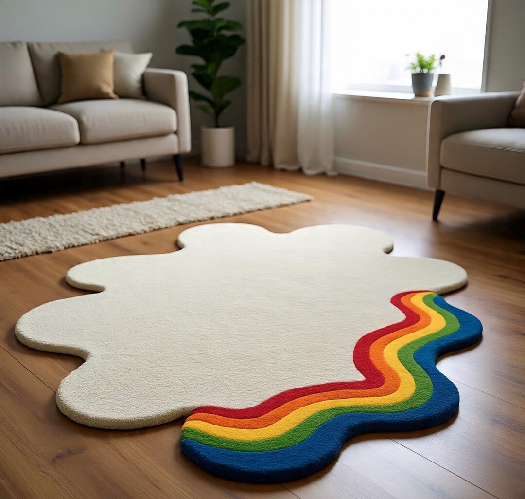 Handmade Tufted Cloud Rainbow Area Rug | Modern Funky Design - Etsy