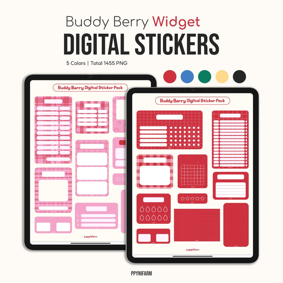 5 Color Widget Digital Stickers｜goodnotes Precropped Stickers｜planner ...