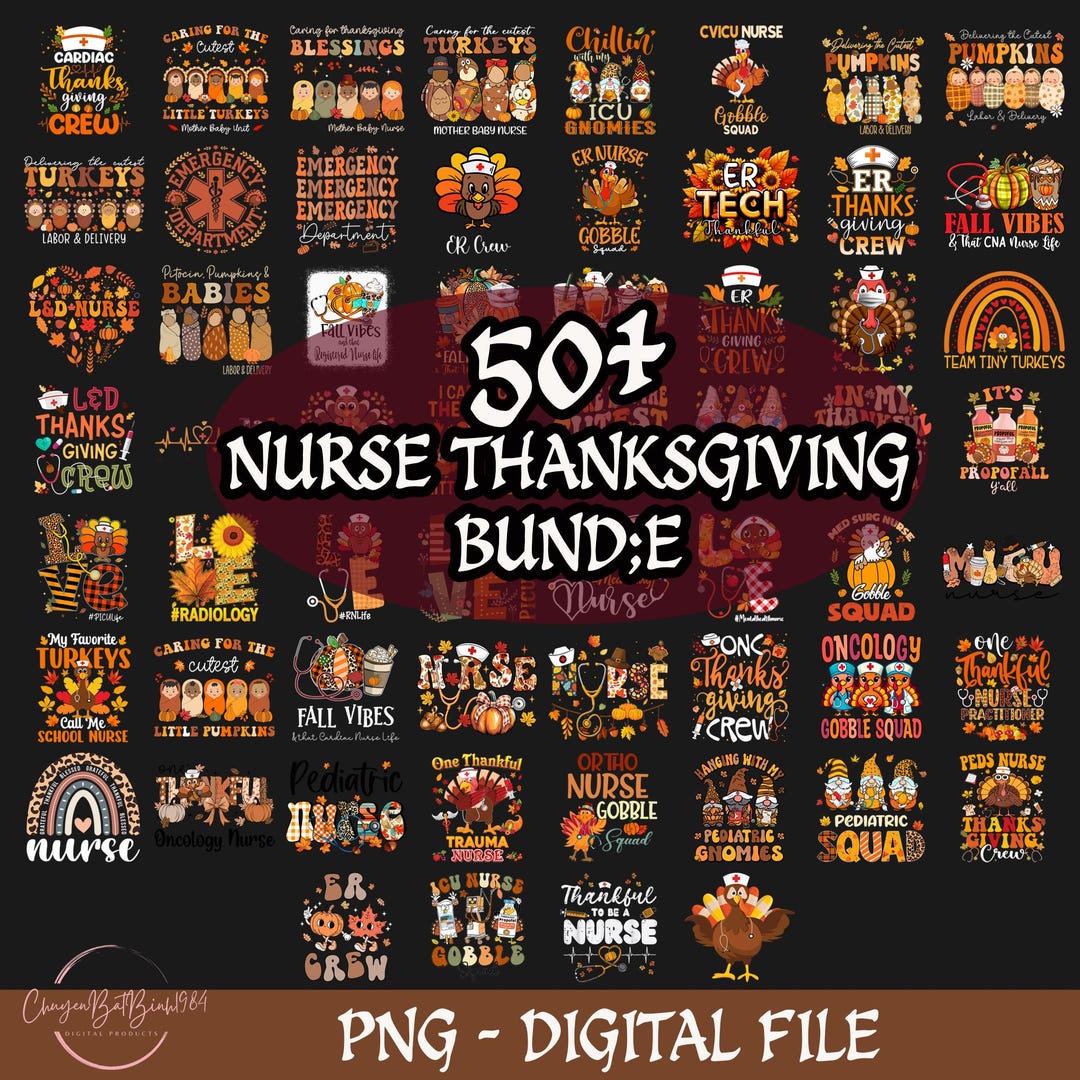 50+ Nurse Thanksgiving Png Bundle, Thanksgiving Png, Thankful Nurse Png ...
