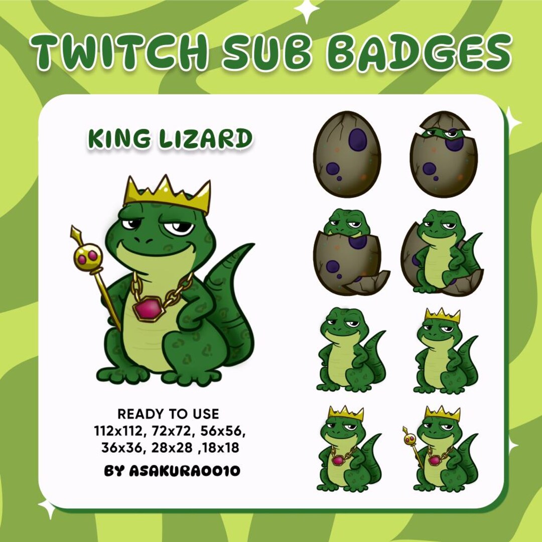 8x Lizard King Hatch Twitch Sub Badges for Streamer, Lizard Egg, Lizard ...