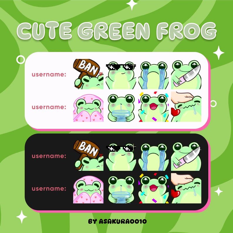 Twitch Frog Emote Pack | 8 Cute Frog Emotes | Twitch Emotes | Discord ...