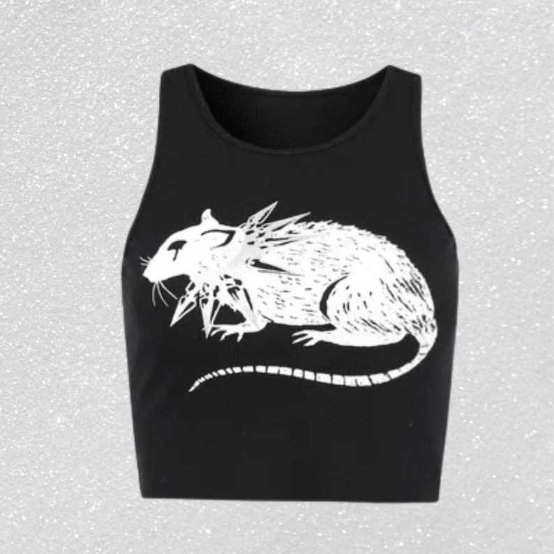 Gothic Mouse Tank Top, Women Streetwear Tops, O Neck Knitted Basic Tank ...