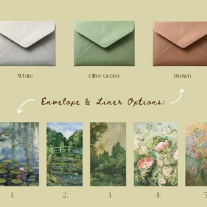 Monet Watercolor Garden Envelope Liners + Envelopes | A7 Invitation ...