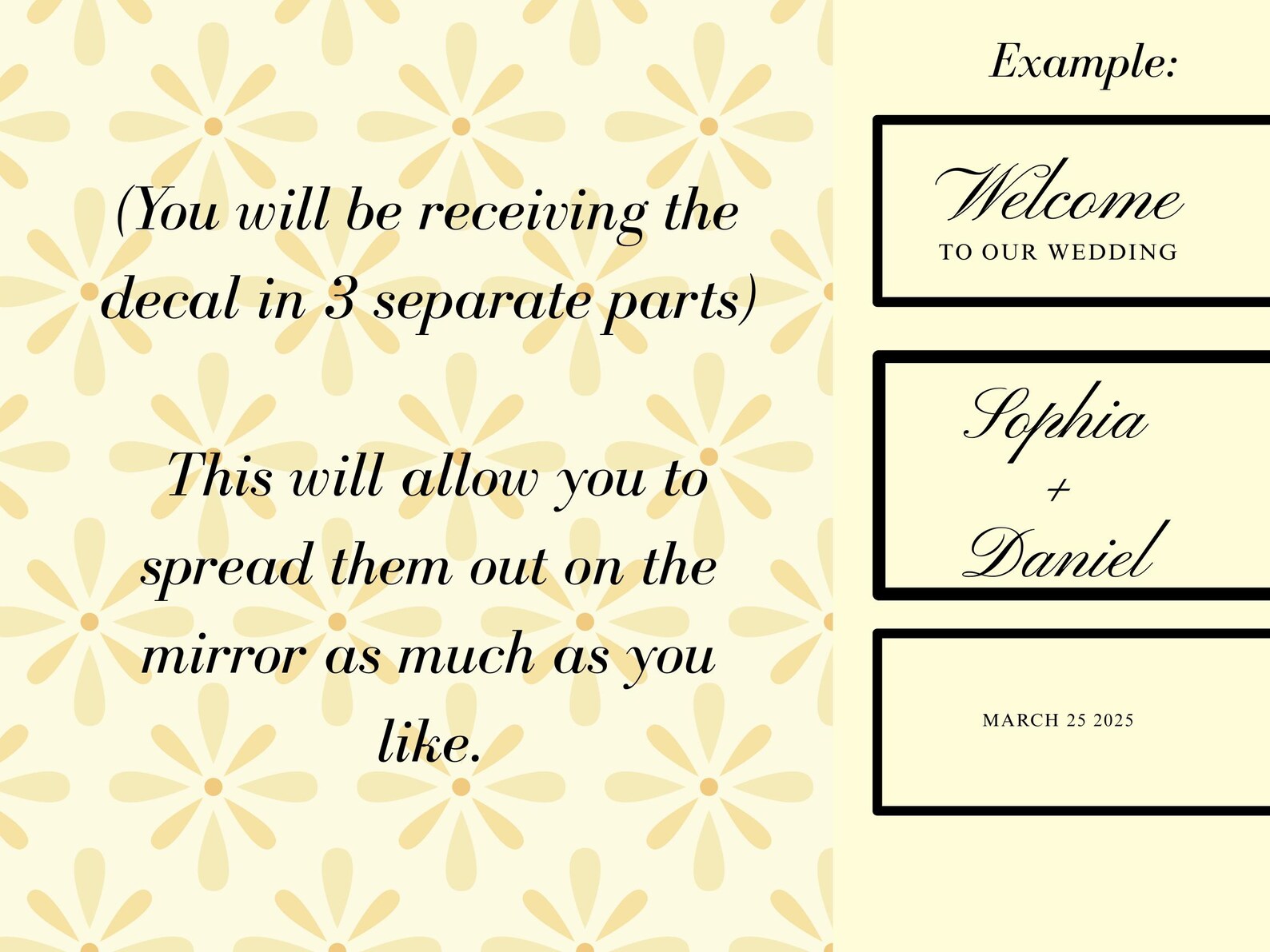 Custom Wedding Mirror Decal, Shower, Parties, Events, Personalized ...
