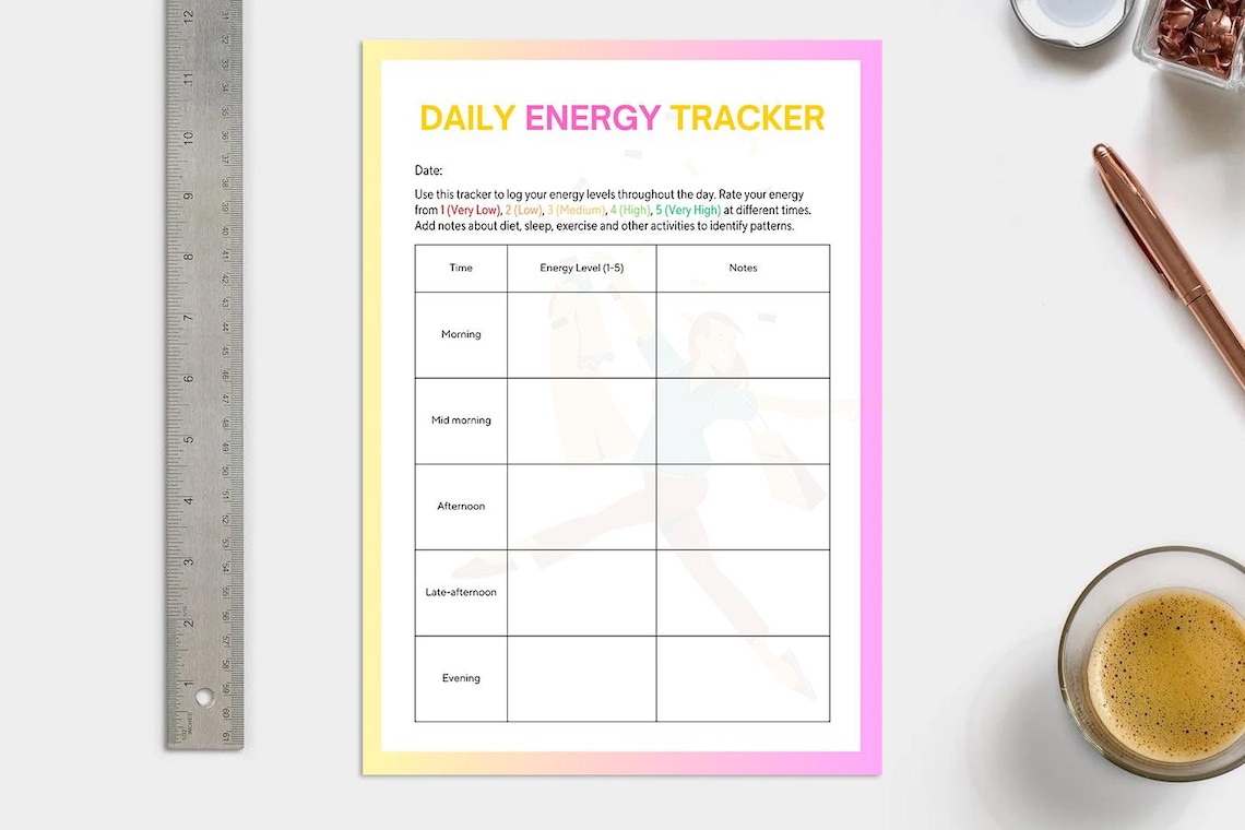 Daily Energy Tracker Printable: Wellness & Self-care Log (PDF, PNG) - Etsy