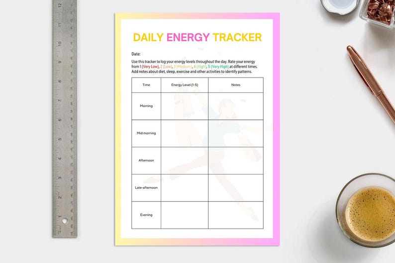 Daily Energy Tracker Printable: Wellness & Self-care Log (PDF, PNG) - Etsy