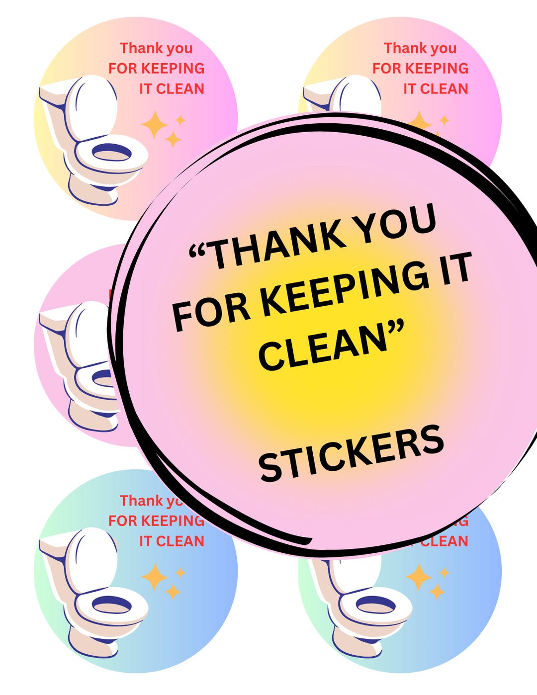 Thank You for Keeping It Clean – Bathroom – Toilet Stickers | Round ...