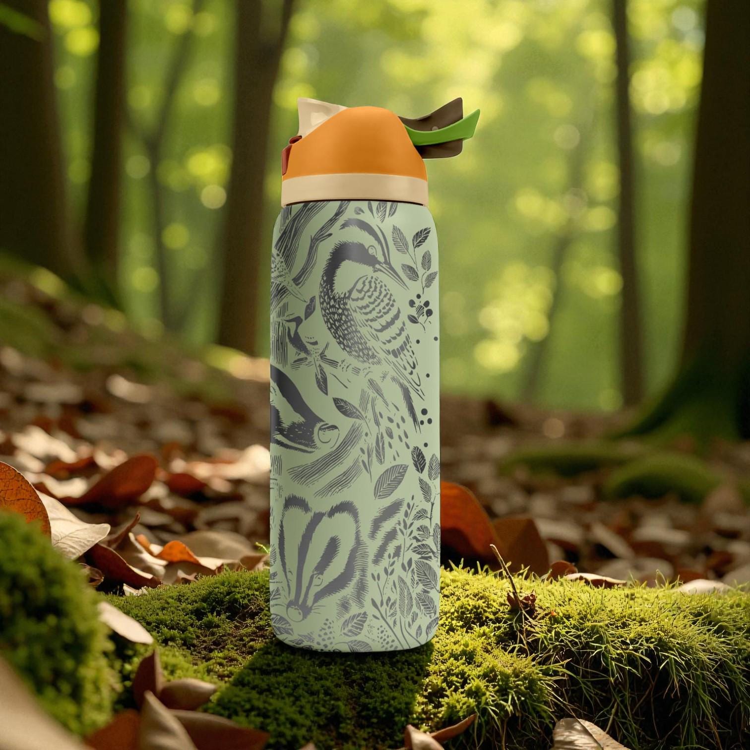 Woodland Animals Engraved Owala Bottle – Forest Hare, Fox, Badger ...