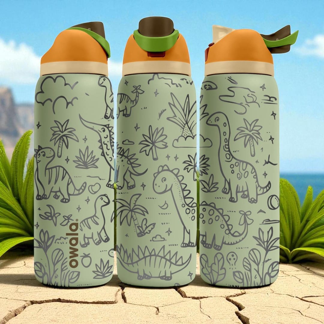 Dinosaur Engraved Owala Tumbler – 16oz 24oz 32oz 40oz Jurassic Freesip ...