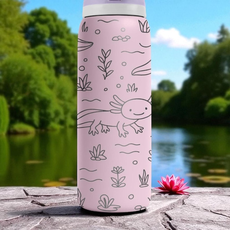 Engraved Axolotl Owala Bottle – Cute Pink Underwater Tumbler With ...