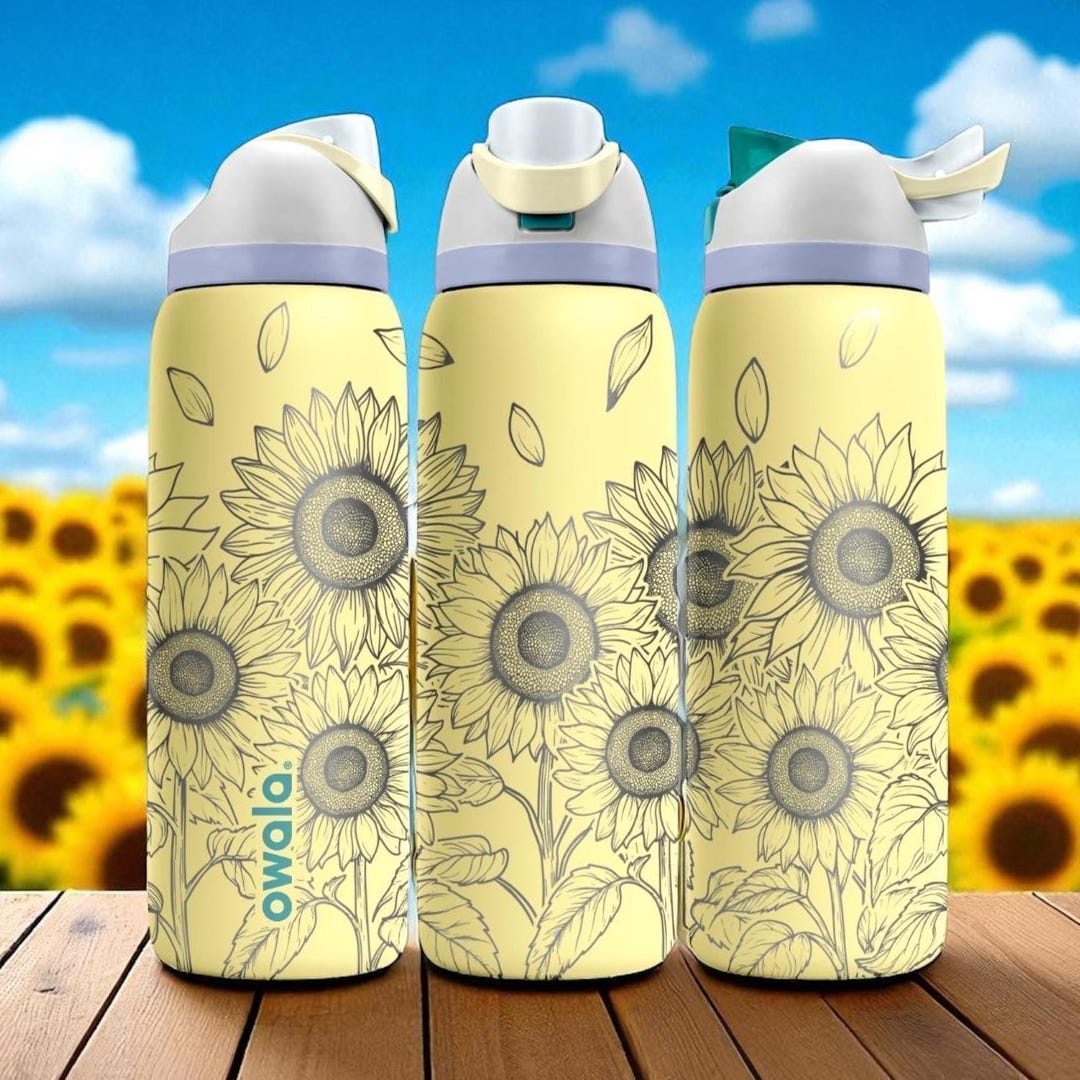 Sunflower Engraved Owala Tumbler – 16oz 24oz 32oz 40oz Floral Freesip ...