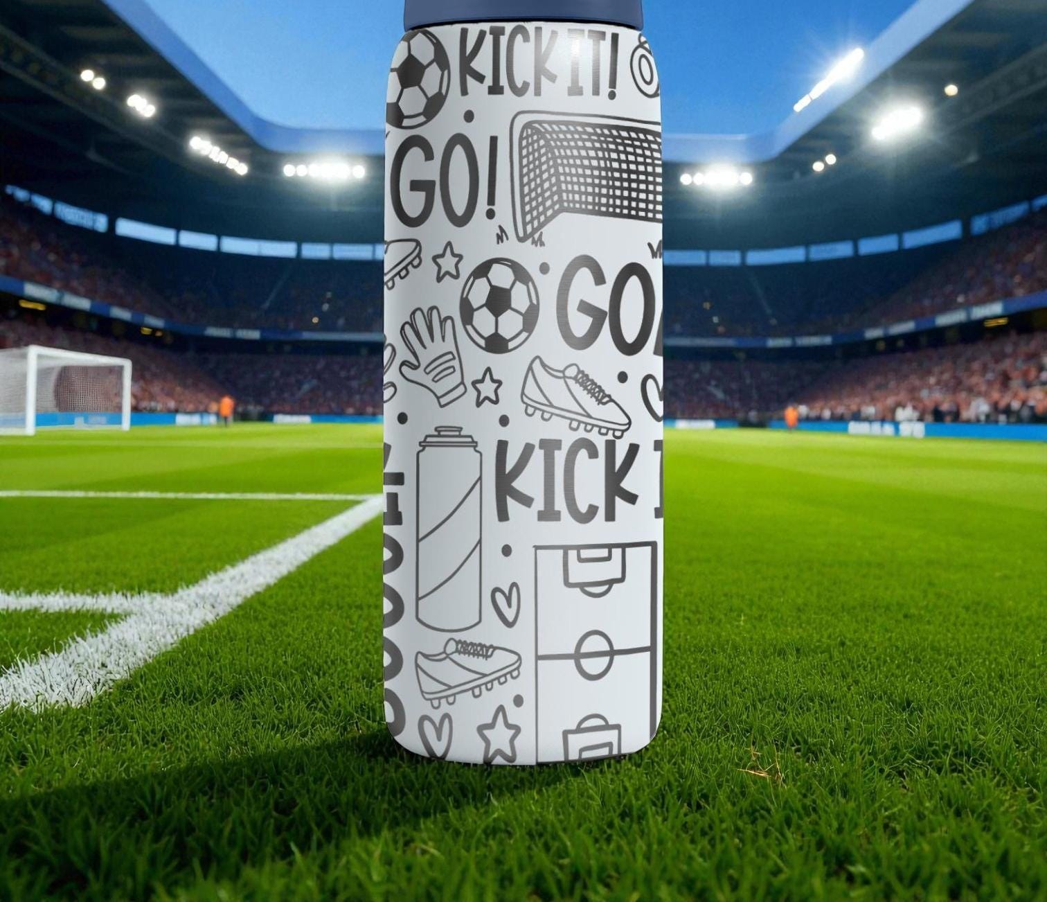 Soccer Engraved Owala Bottle – Goal, Kick, and Sports Pattern – Soccer ...