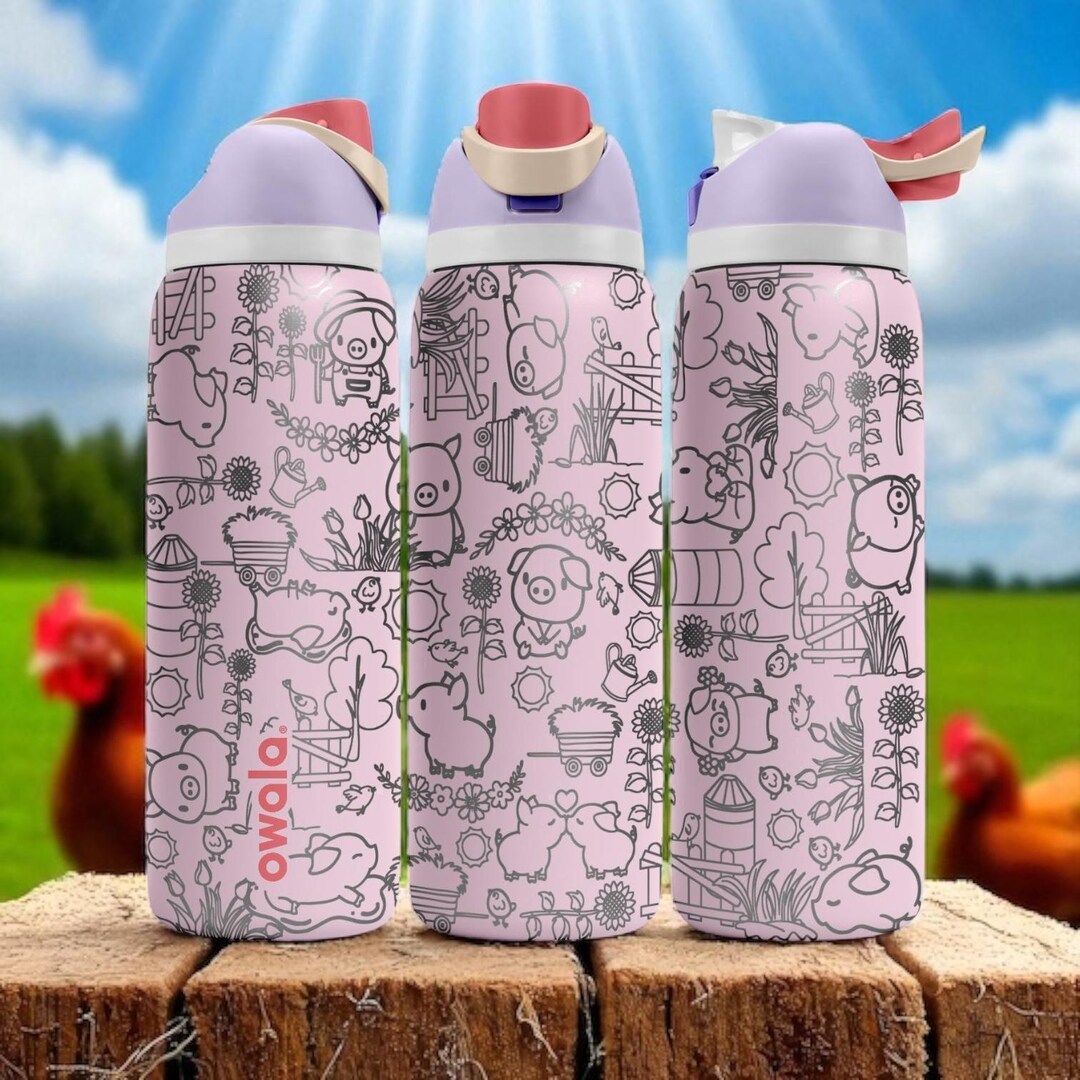 Piglet Owala Tumbler – 16oz 24oz 32oz 40oz Cute Farm Animal Water ...