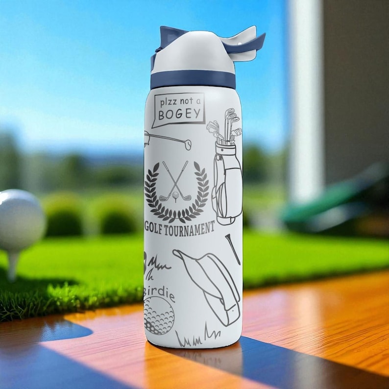 Engraved Golf Tumbler – Owala Bottle With Golf Cart and Clubs – Funny ...