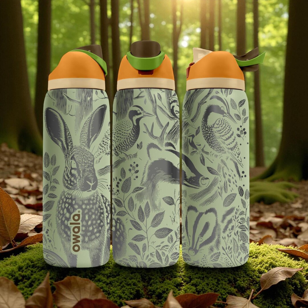Woodland Animals Engraved Owala Bottle – Forest Hare, Fox, Badger ...