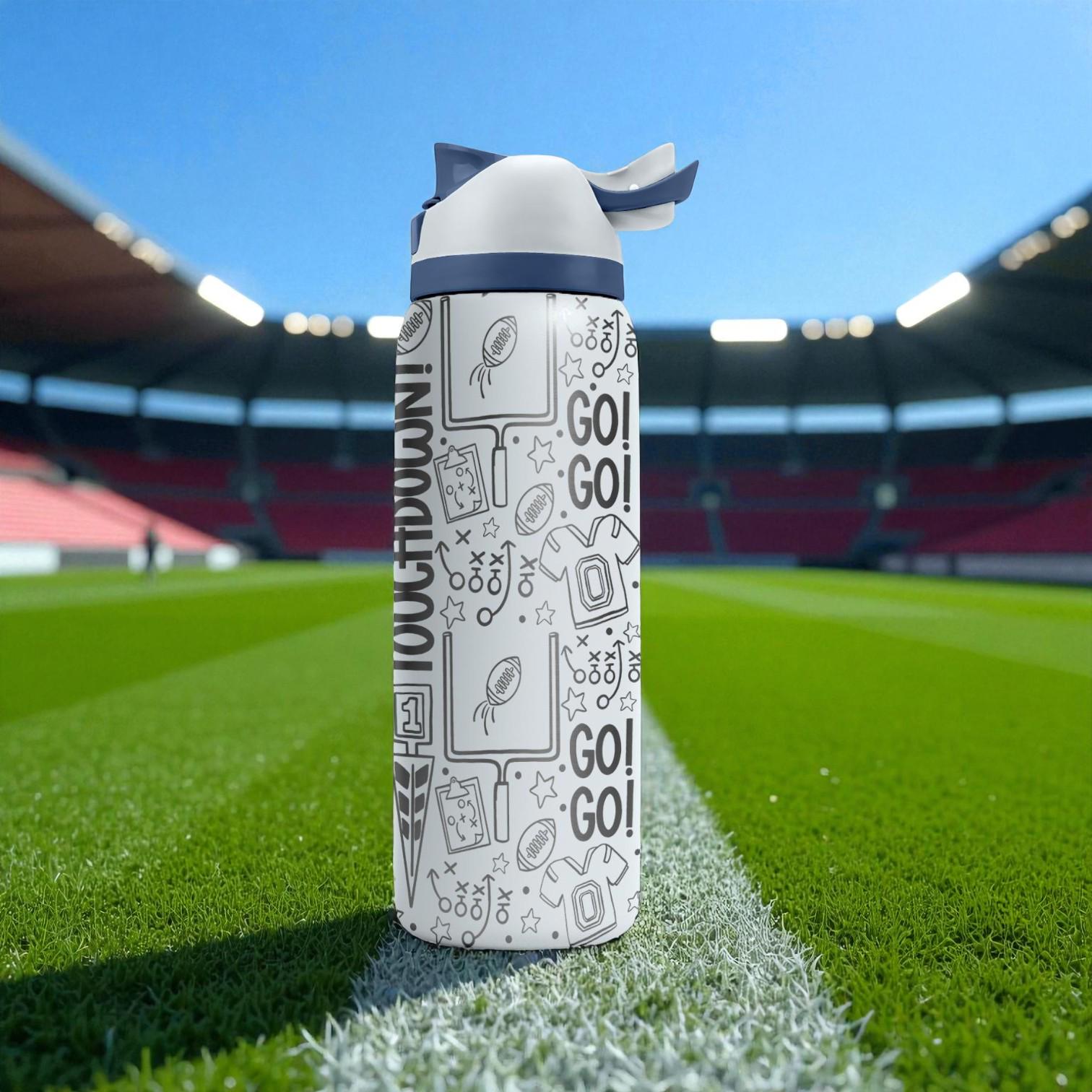 Football Engraved Owala Bottle – Touchdown & Game Day Pattern – Sports ...