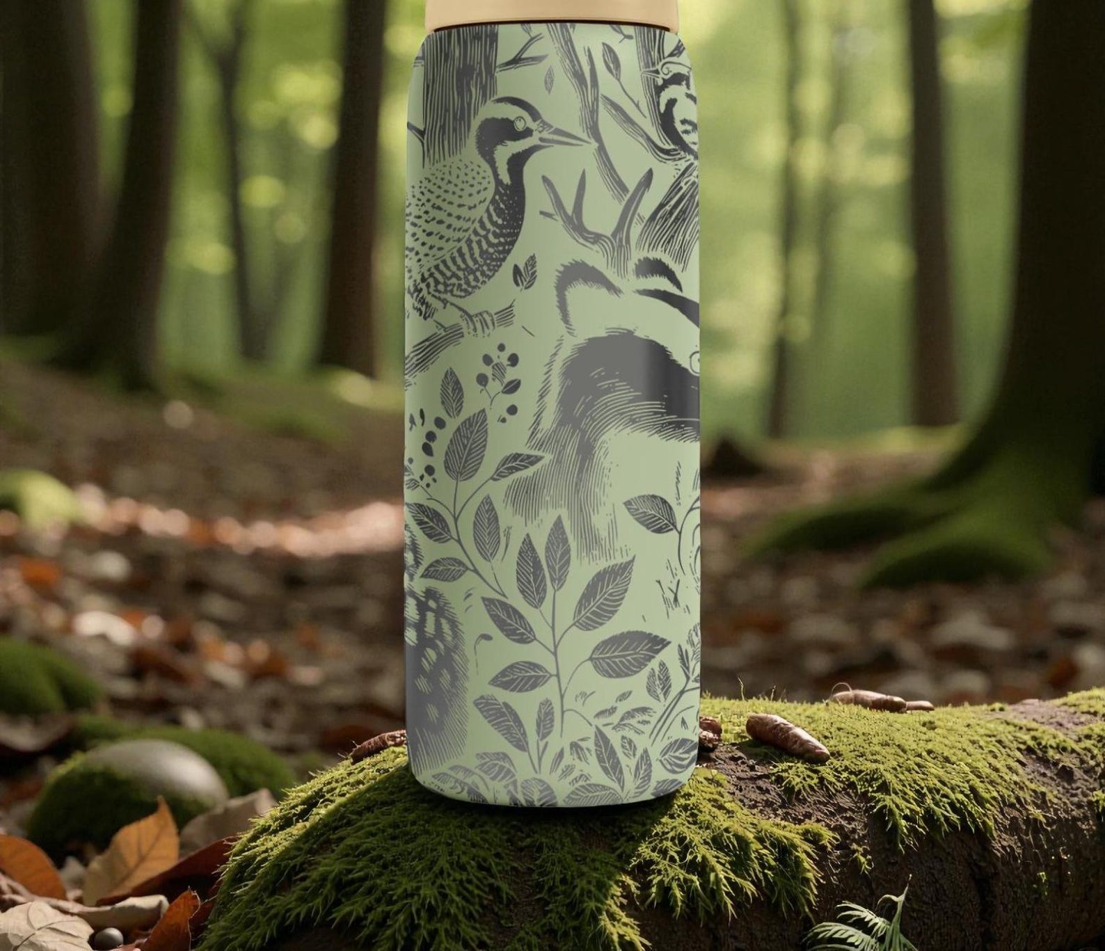 Woodland Animals Engraved Owala Bottle – Forest Hare, Fox, Badger ...